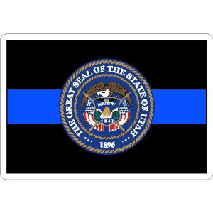 Thin Blue Line Utah State Seal - Vinyl Sticker at Sticker Shoppe