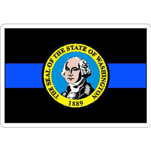 Thin Blue Line Washington State Seal - Vinyl Sticker at Sticker Shoppe