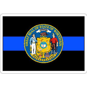 Thin Blue Line Wisconsin State Seal - Vinyl Sticker at Sticker Shoppe