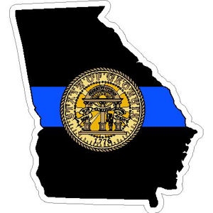 Thin Blue Line Georgia Outline State Seal - Vinyl Sticker at Sticker Shoppe