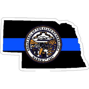 Thin Blue Line Nebraska Outline State Seal - Vinyl Sticker at Sticker ...