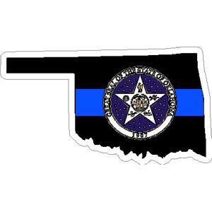 Thin Blue Line Oklahoma Outline State Seal - Vinyl Sticker at Sticker ...