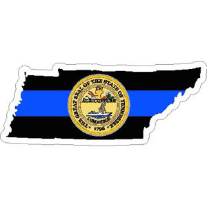 Thin Blue Line Tennessee Outline State Seal - Vinyl Sticker at Sticker ...
