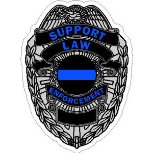 Thin Blue Line Support Law Enforcement Badge - Vinyl Sticker at Sticker ...
