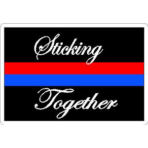 Thin Red & Blue Line Sticking Together Script - Sticker at Sticker Shoppe