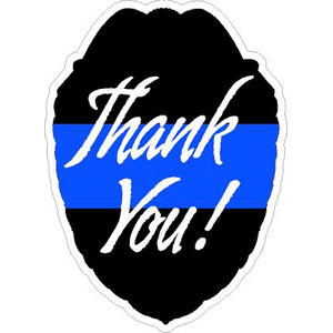 Thin Blue Line Thank You Police Badge - Vinyl Sticker at Sticker Shoppe
