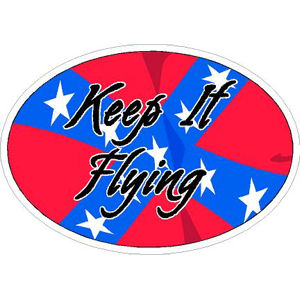 Confederate Flag Keep It Flying - Oval Sticker at Sticker Shoppe