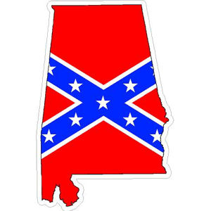 Alabama Confederate Rebel Flag State Outline - Sticker at Sticker Shoppe