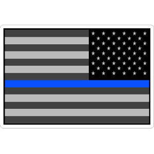 Thin Blue Line Reverse American Flag - Rectangle Sticker at Sticker Shoppe