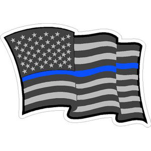 Thin Blue Line Subdued Wavy American Flag - Sticker at Sticker Shoppe