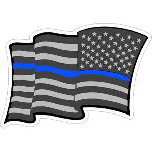 Thin Blue Line Subdued Reverse Wavy American Flag - Sticker at Sticker ...
