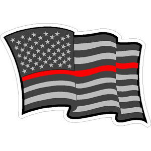 Thin Red Line Subdued Wavy American Flag - Sticker at Sticker Shoppe