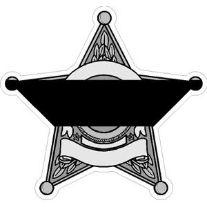 White 5 Star Sheriff Badge Black Line Mourning - Vinyl Sticker at ...