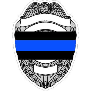 Thin Blue Line Gray Shield Badge - Vinyl Sticker at Sticker Shoppe