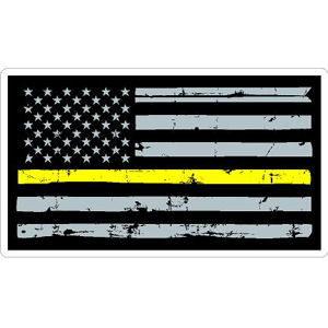 Thin Yellow Line Flag Distressed - Vinyl Sticker at Sticker Shoppe