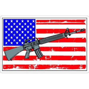 Distressed American Flag AR15 - Sticker at Sticker Shoppe