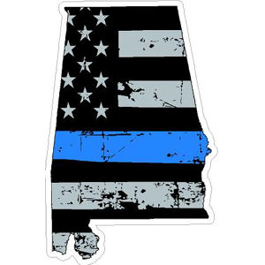 Alabama Thin Blue Line Subdued Distressed American Flag - Sticker at ...