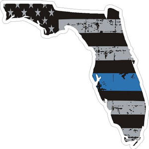 Florida Thin Blue Line Subdued Distressed American Flag - Sticker at ...