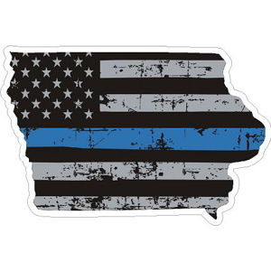 Iowa Thin Blue Line Subdued Distressed American Flag - Sticker at ...