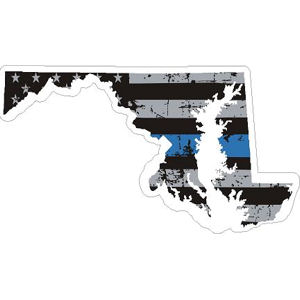 Maryland Thin Blue Line Subdued Distressed American Flag - Sticker at ...