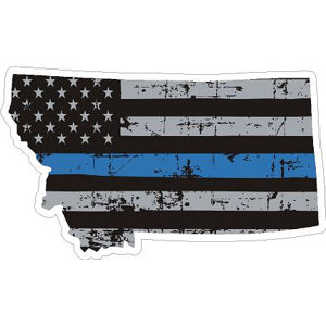 Montana Thin Blue Line Subdued Distressed American Flag - Sticker at ...