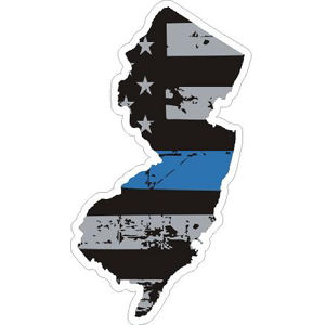 New Jersey Thin Blue Line Subdued Distressed American Flag - Sticker at ...