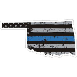 Oklahoma Thin Blue Line Subdued Distressed American Flag - Sticker at ...