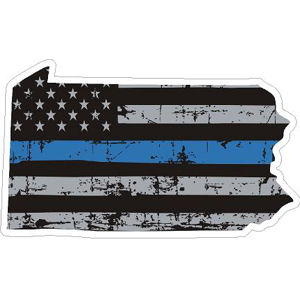 Pennsylvania Thin Blue Line Subdued Distressed American Flag - Sticker ...