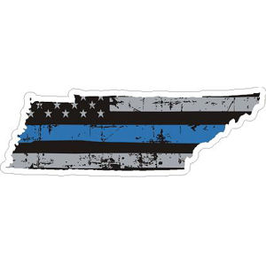 Tennessee Thin Blue Line Subdued Distressed American Flag - Sticker at ...