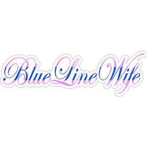 Thin Blue Line Blue Line Wife Pink Script - Sticker at Sticker Shoppe
