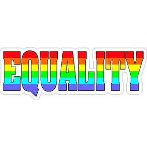 LGBT Equality Rainbow Script Text - Sticker at Sticker Shoppe