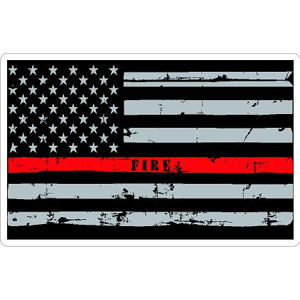 Thin Red Line Fire Distressed American Flag - Sticker at Sticker Shoppe