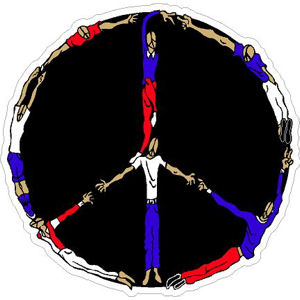 Human Peace Sign Red White & Blue - Sticker at Sticker Shoppe