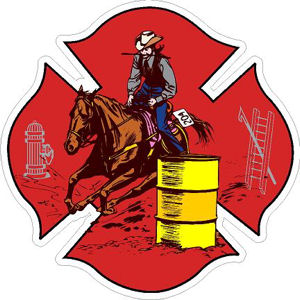 Rodeo Barrel Racing Firefighter Maltese Cross - Sticker at Sticker Shoppe