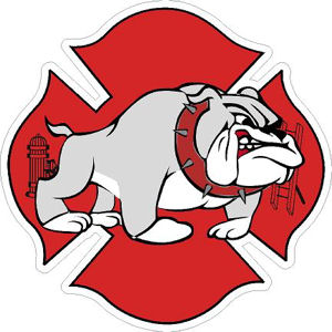 Bull Dog Firefighter Maltese Cross - Sticker at Sticker Shoppe