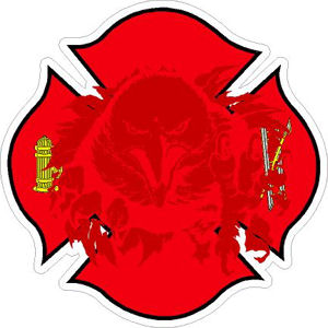 Eagle RIP Firefighter Maltese Cross - Sticker at Sticker Shoppe