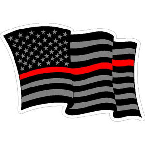 Thin Red Line US Flag Waving Subdued - Sticker at Sticker Shoppe