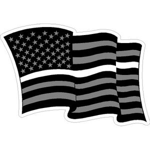 Thin White Line US Flag Waving Subdued - Sticker at Sticker Shoppe