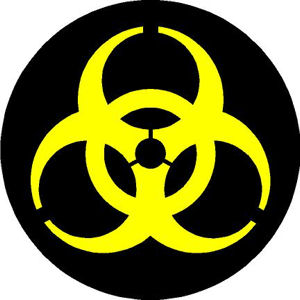 Biohazard Yellow On Black Round Circle Symbol - Sticker at Sticker Shoppe