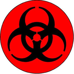 Biohazard Black On Red Round Circle Symbol - Sticker at Sticker Shoppe