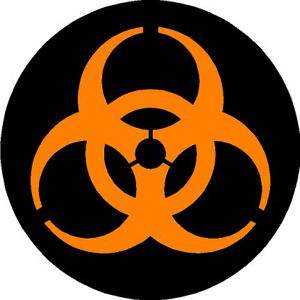 Biohazard Orange On Black Round Circle Symbol - Sticker at Sticker Shoppe