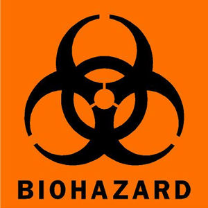 Biohazard Black On Orange Square Symbol - Sticker at Sticker Shoppe