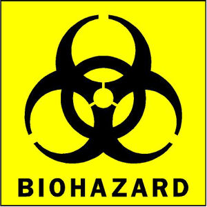 Biohazard Black On Yellow Square Symbol - Sticker at Sticker Shoppe