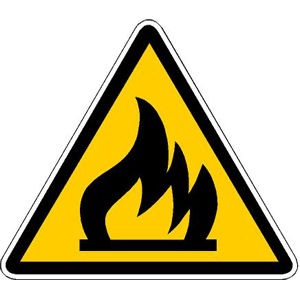 Caution Flame Fire Hazard Yellow Diamond - Sticker at Sticker Shoppe