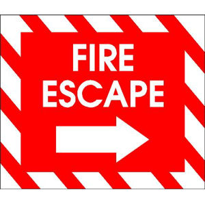 Fire Escape Sign Red & White - Sticker at Sticker Shoppe
