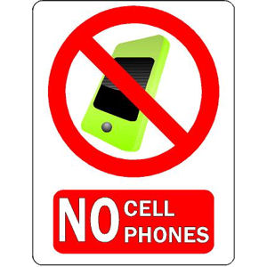 No Cell Phones Sign - Sticker at Sticker Shoppe