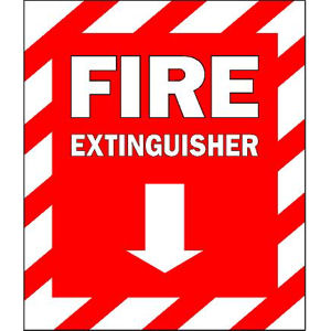 Fire Extinguisher Below Sign Red & White - Sticker at Sticker Shoppe