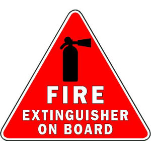 Fire Extinguisher On Board Triangle Sign Red & White - Sticker at ...