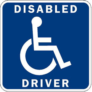 Disabled Driver Wheelchair Accessible Sign Square - Sticker at Sticker ...