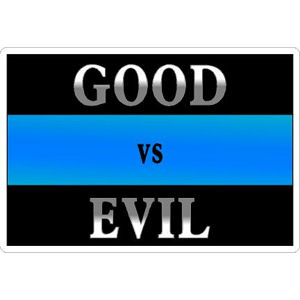Thin Blue Line Good Vs Evil - Sticker at Sticker Shoppe